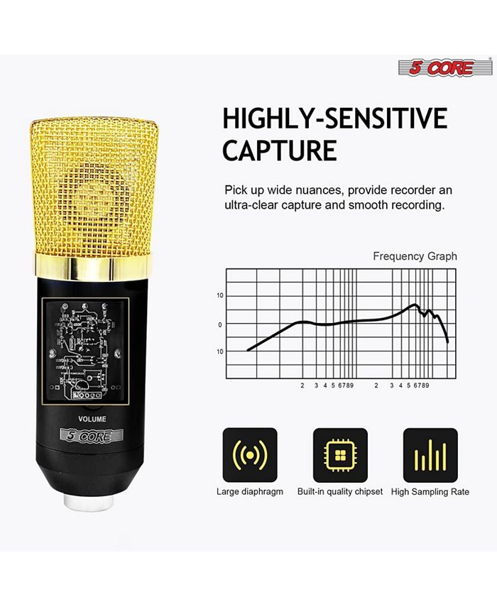 5 Core Recording Microphone Podcast Bundle • Professional Condenser ...