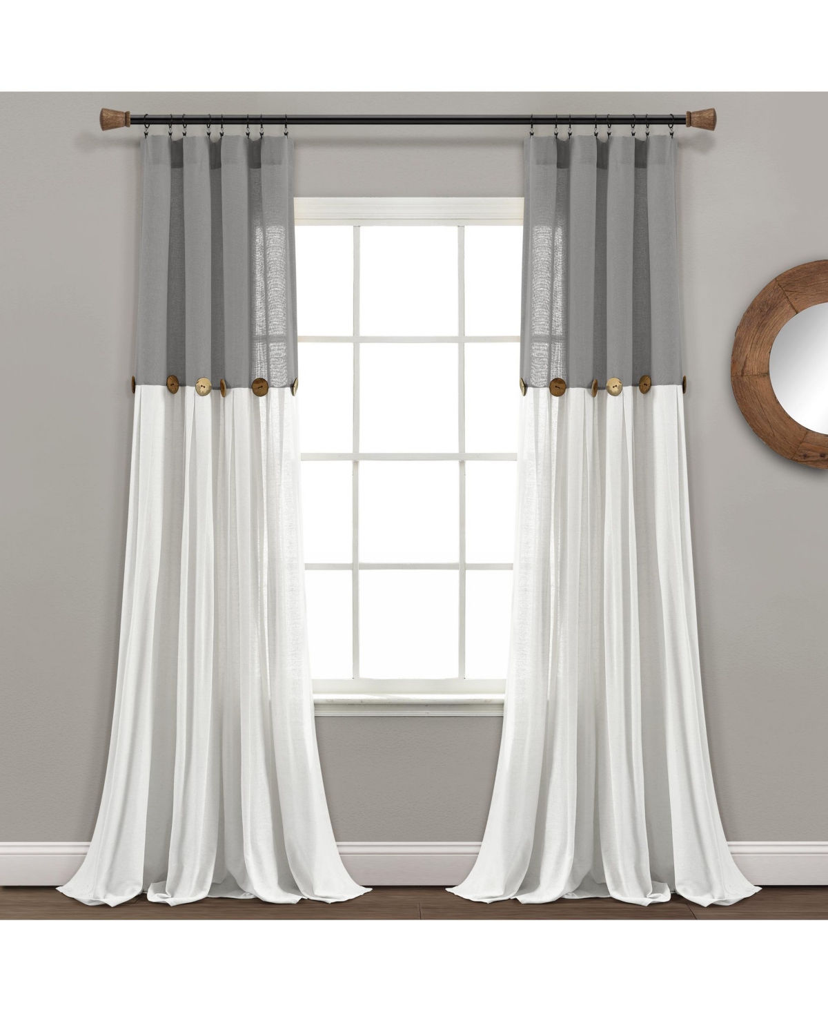 Click here for Lush Decor Linen Button Window Curtain Panels - Da... prices