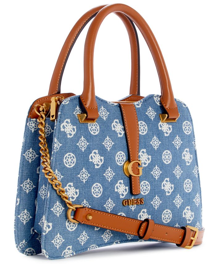 GUESS Kuba Small Denim Satchel - Macy's