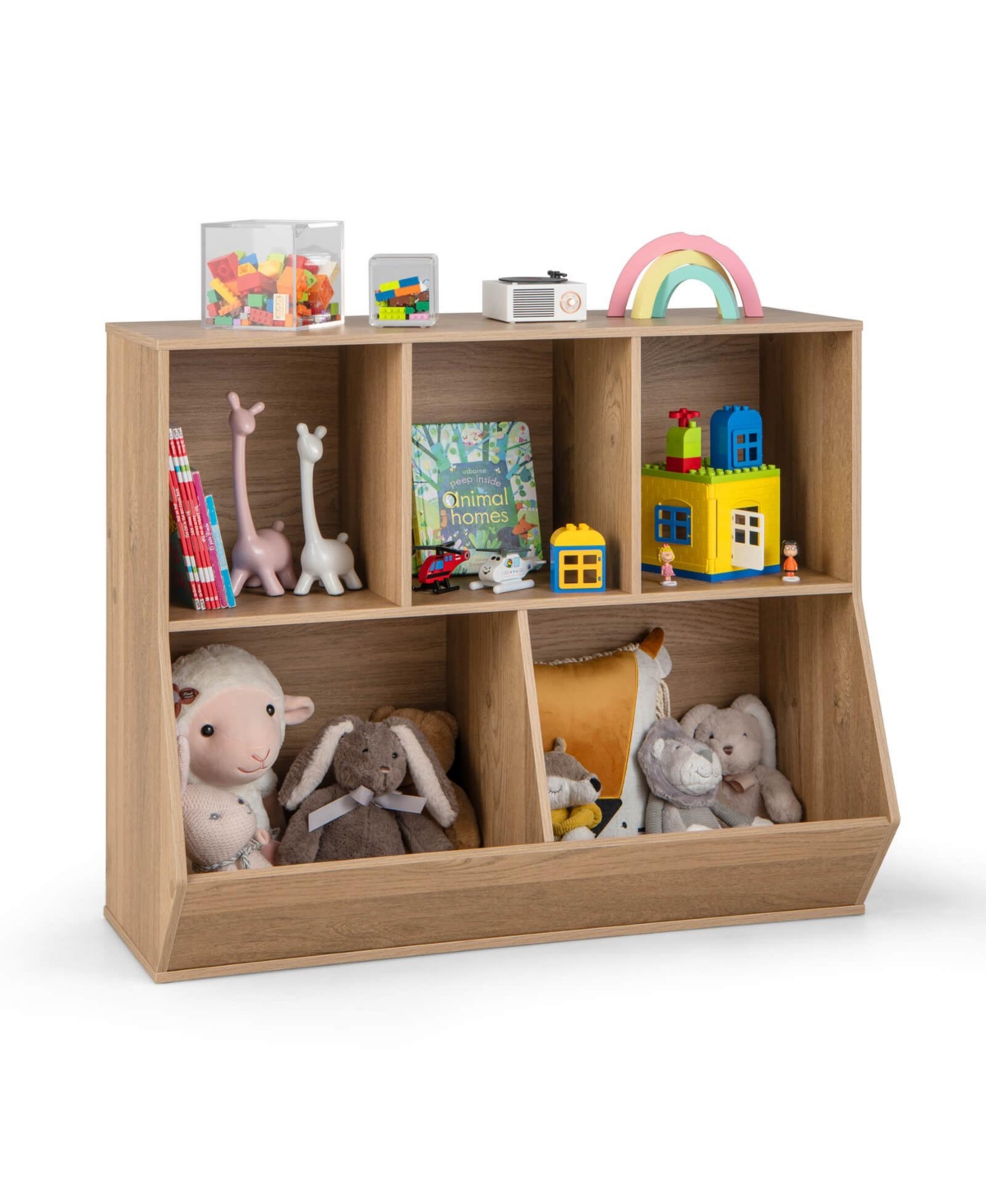 Click here for 5-Cubby Kids Toy Storage Organizer Wooden Bookshel... prices