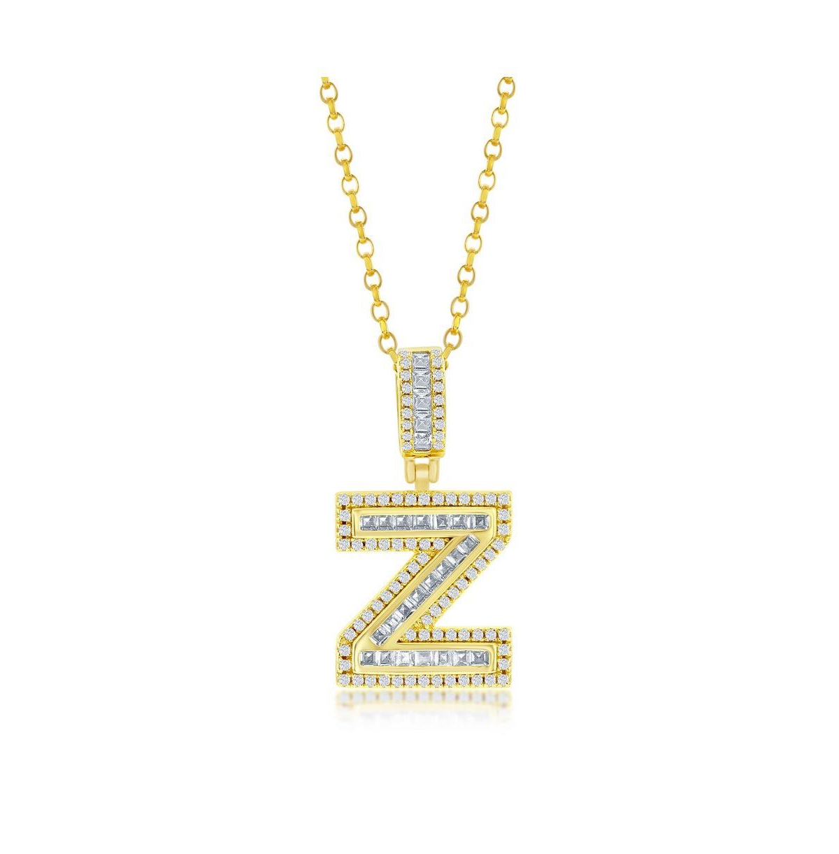 Click here for Simona Sterling Silver Baguette Cz Initial Pendant... prices