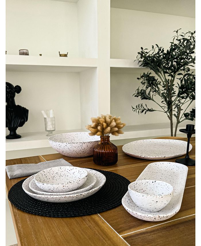 Q Squared Terrazzo 18" x 13" Oval Platter - Macy's