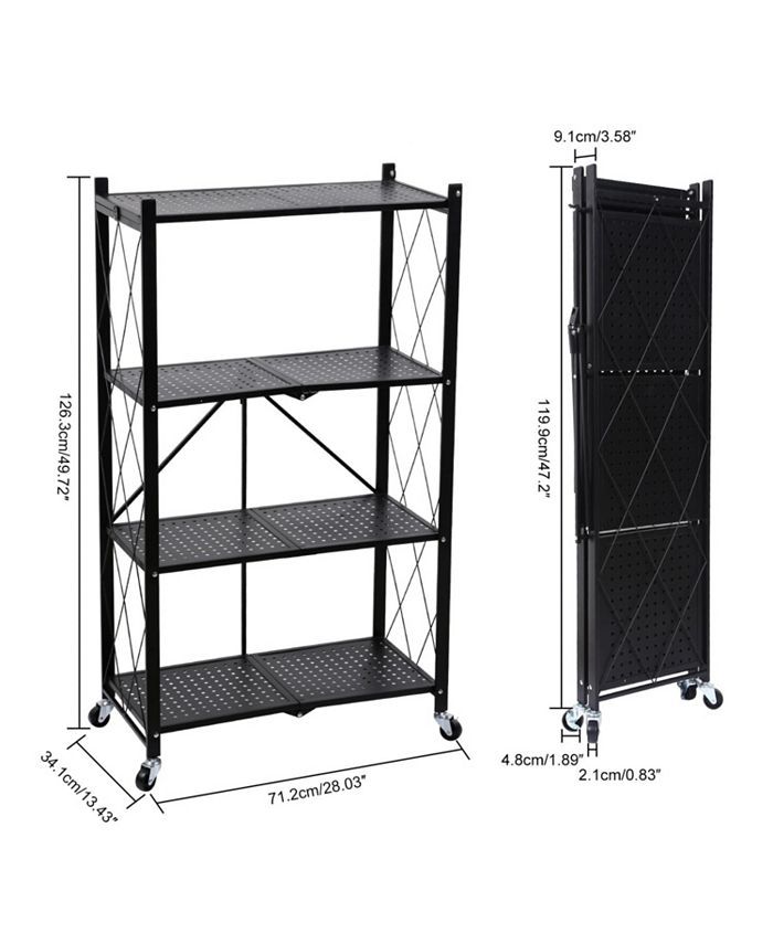 Simplie Fun Healthsmart 4-Tier Heavy Duty Foldable Metal Rack Storage ...