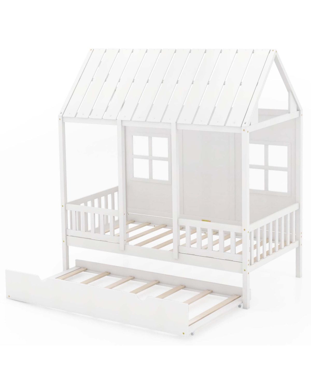 Click here for Twin Size House Bed with Trundle Fence Decor Woode... prices