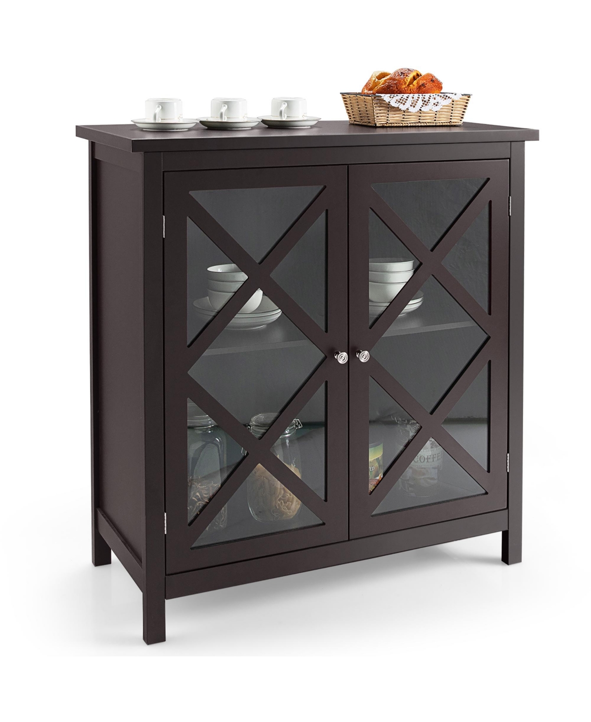 Click here for Kitchen Storage Cabinet Buffet Sideboard w/ Glass... prices