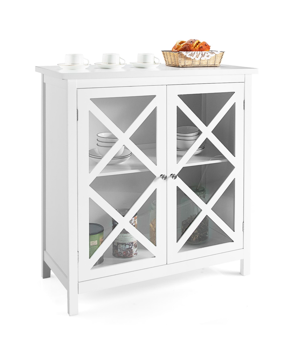 Click here for Kitchen Storage Cabinet Buffet Sideboard w/ Glass... prices