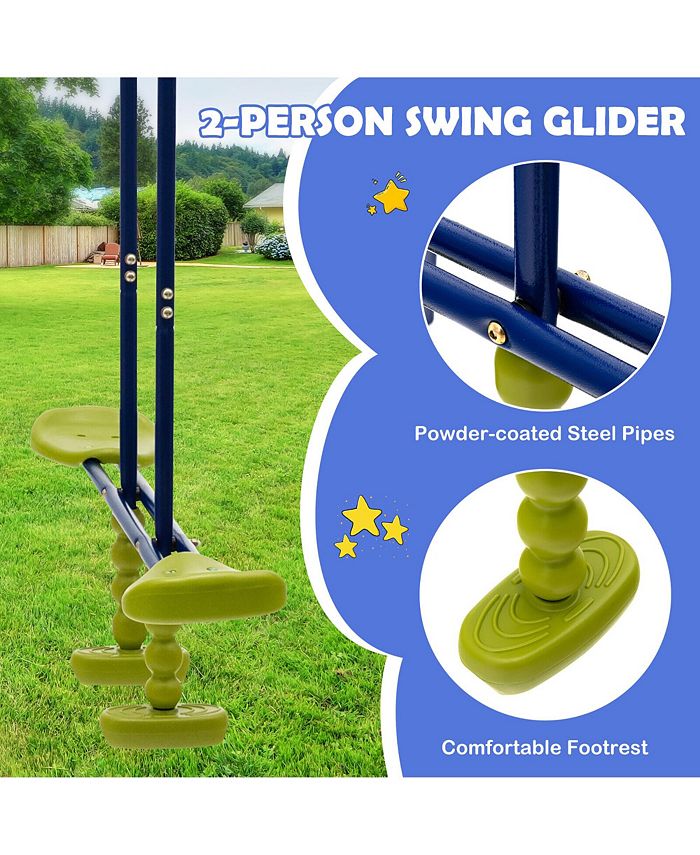 Gymax 440 lbs Swing Set 3-in-1 Kids Swing Stand w/ Swing Gym Rings Glider for Backyard - Macy's