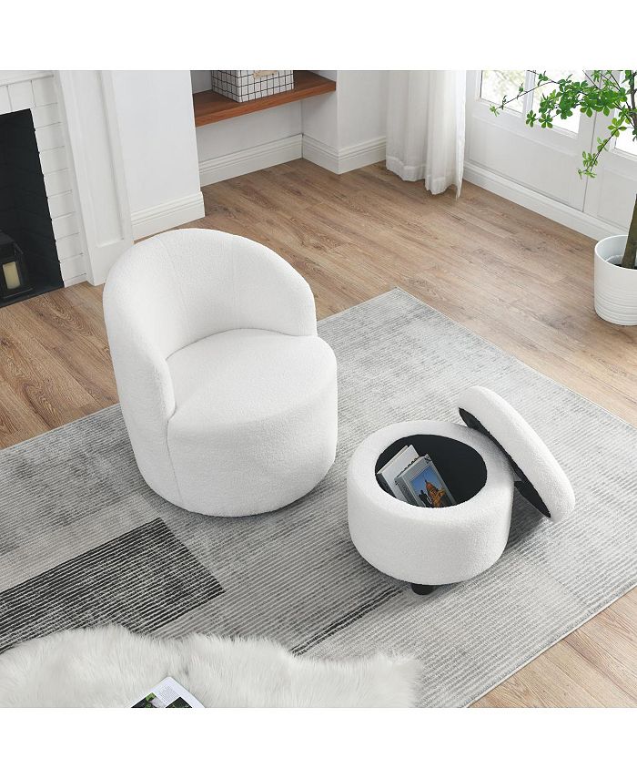 Simplie Fun Swivel Barrel Chair, Living Room Swivel Chair With Round ...