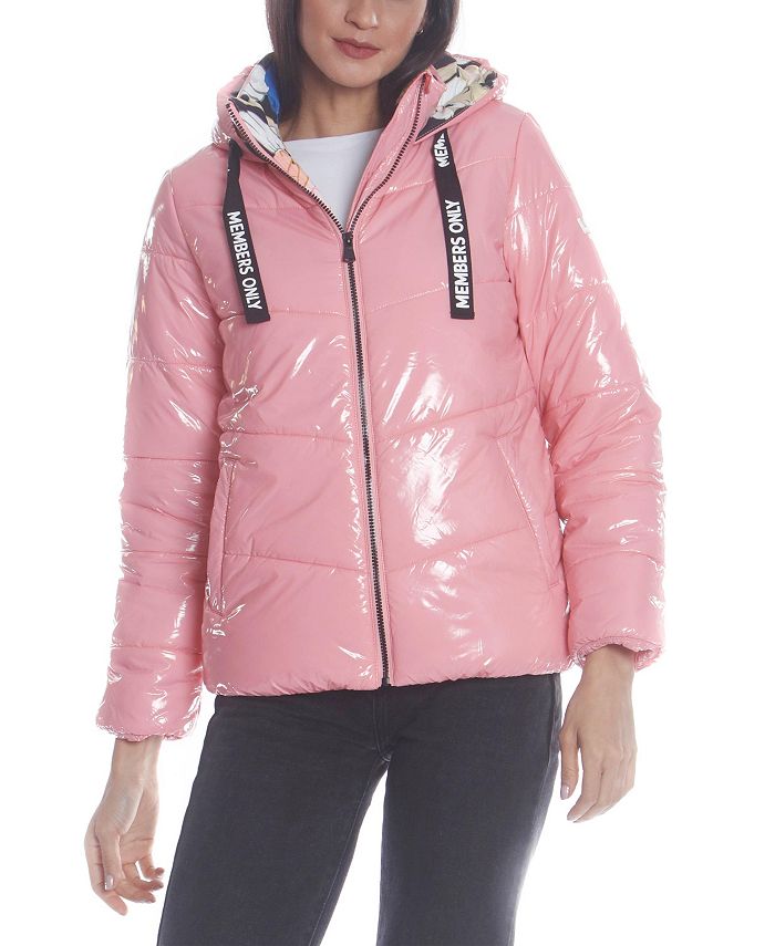 Members Only Women's Hi-Shine Chevron Quilt Puffer with Looney Tunes ...