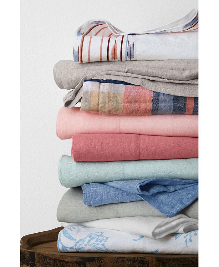 Lands' End Garment Washed Chambray Flax Linen Breathable Bed Sheet Set ...