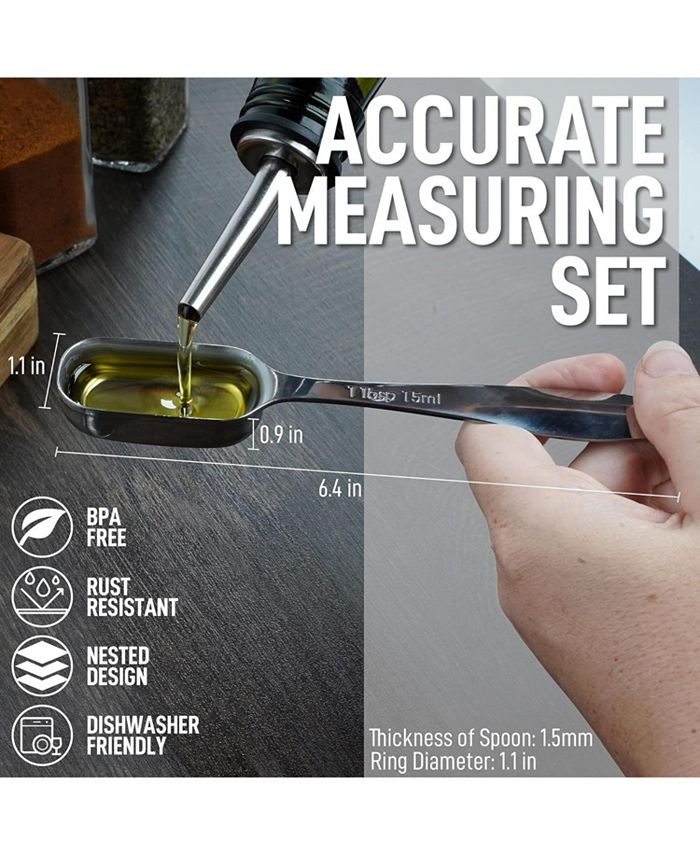 Zulay Kitchen Measuring Spoons Rectangular with Leveler - Set of 6 - Macy's