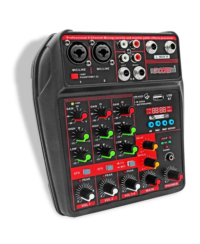 5 Core Audio Interface Mixer 4 Channel PC XLR Bluetooth USB DJ Music ...