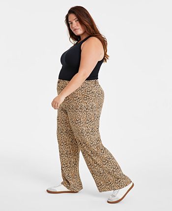 On 34th Trendy Plus Size Leopard Printed Wide-Leg Pants, Created for ...