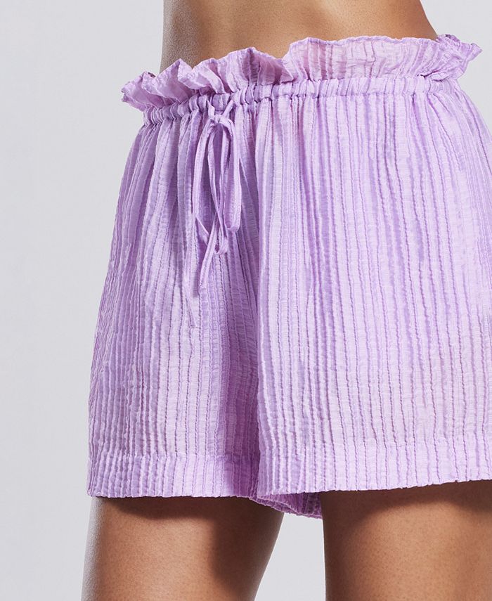 BCBG NEW YORK Women's Plisse Paper Bag Short - Macy's