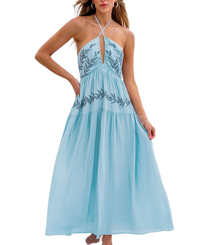 CUPSHE Women's Leaf Print Cutout Halter Beach Dress - Macy's