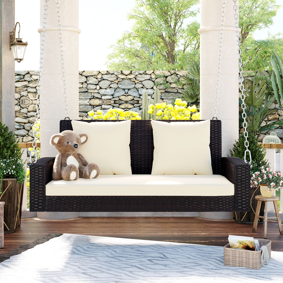 Click here for Streamdale Wicker Hanging Porch Swing with Cushion... prices