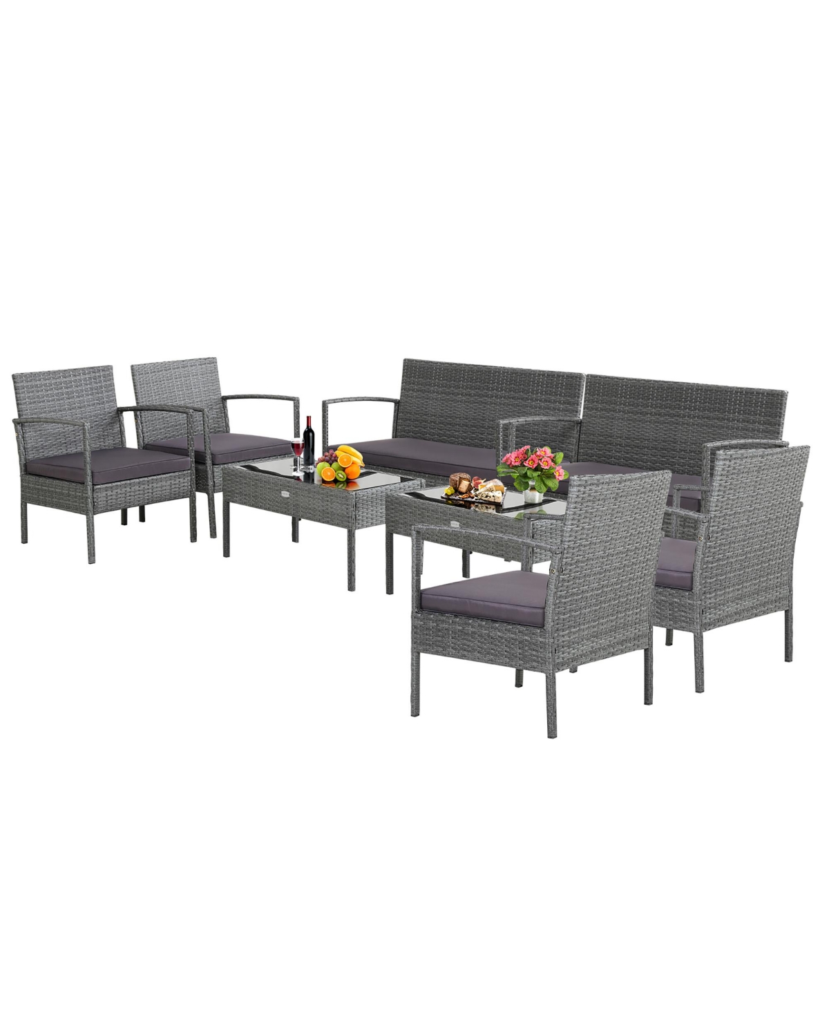Click here for Costway 8 Pcs Outdoor Rattan Furniture Set Patio C... prices
