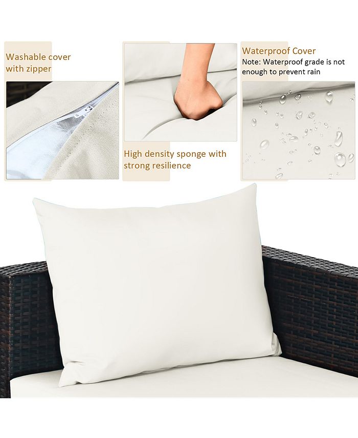 Costway 5PCS Patio Rattan Furniture Set Sectional Conversation Sofa w ...