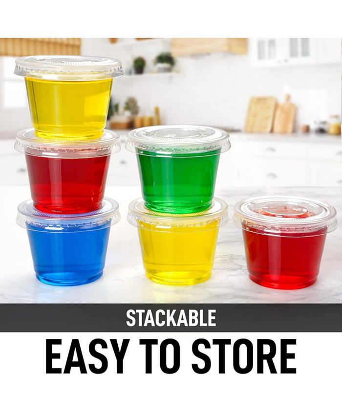 Zulay Kitchen 100 Pack 1oz Clear Jello Shot Cups with Lids - Disposable ...
