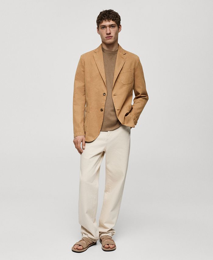 MANGO Men's Slim Fit Linen Cotton-Blend Blazer - Macy's