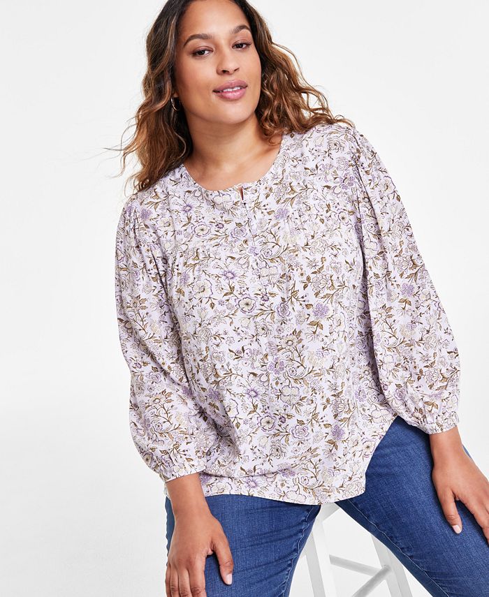 Levi's Plus Size Halsey Floral Print Blouse - Macy's