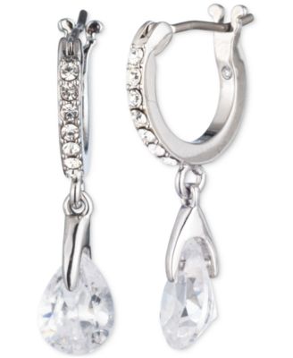 Givenchy Pear-Shape Crystal Charm Pavé Hoop Earrings - Macy's