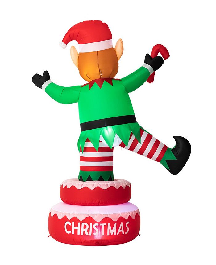 Glitzhome 6FT Lighted Inflatable Rotating Elf Decor - Macy's