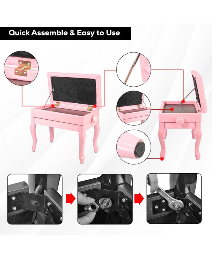 5 Core Piano Bench Wooden Height Adjustable Keyboard Stool Heavy Duty ...