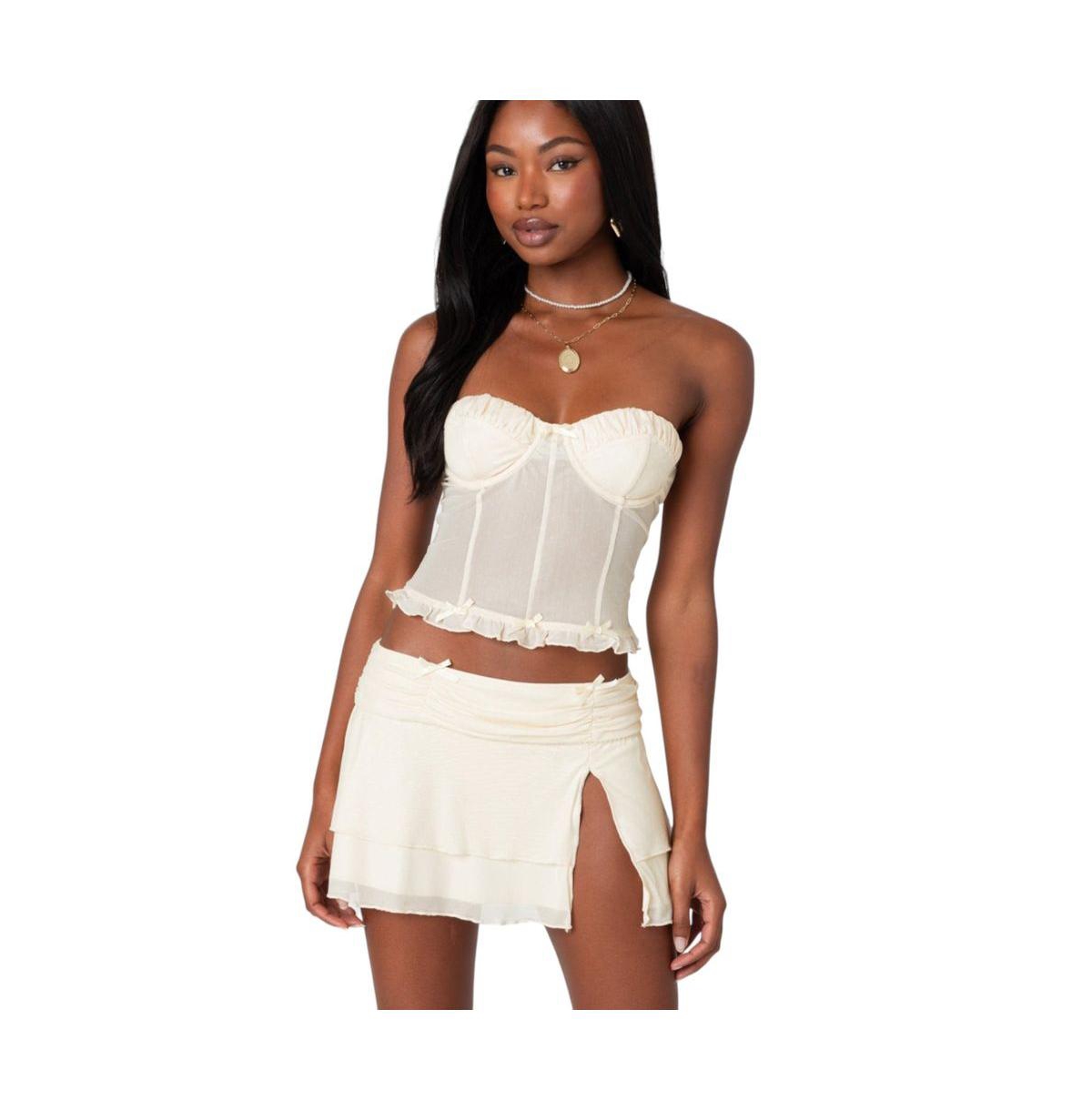 Click here for Edikted Womens Jojo Strapless Sheer Mesh Corset To... prices