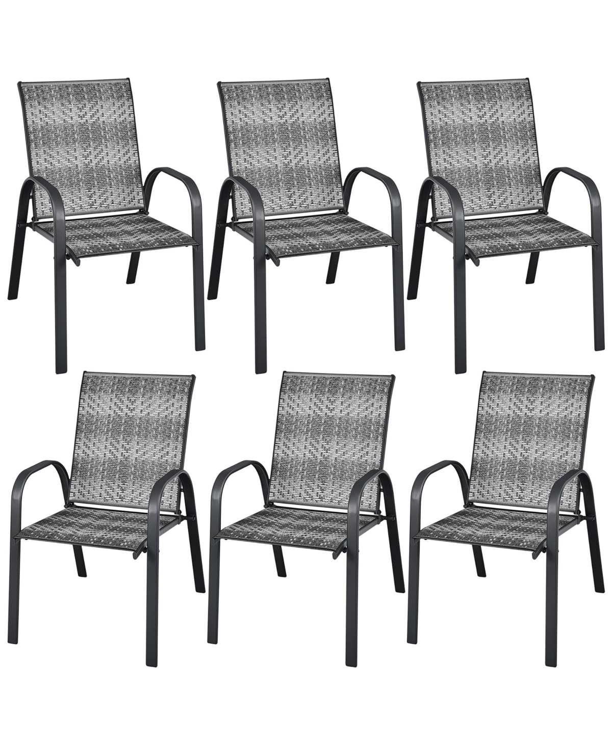 Click here for Gymax 6PCS Outdoor Pe Wicker Stacking Dining Chair... prices