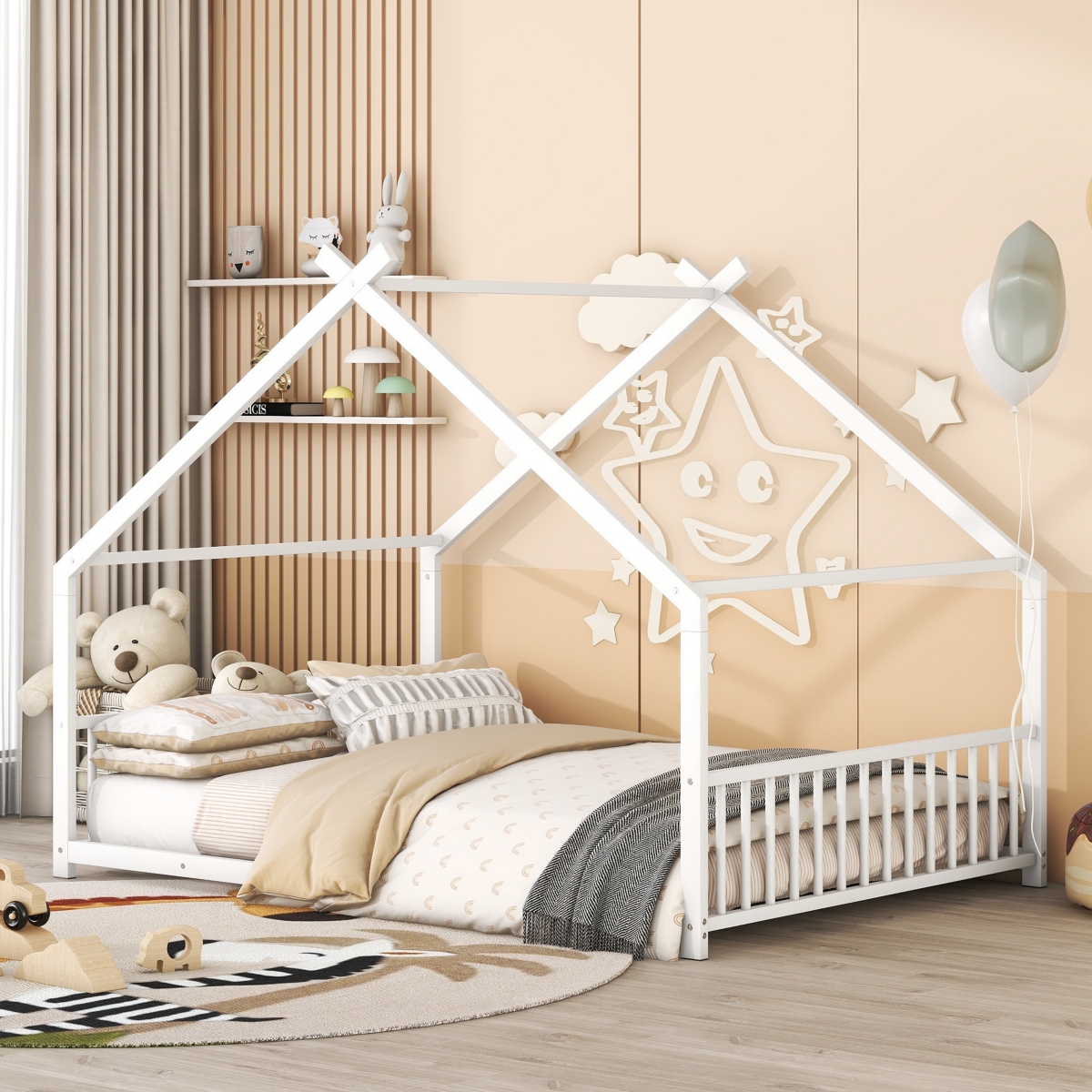 Click here for Streamdale Full Size Metal House Bed  White - Whit... prices