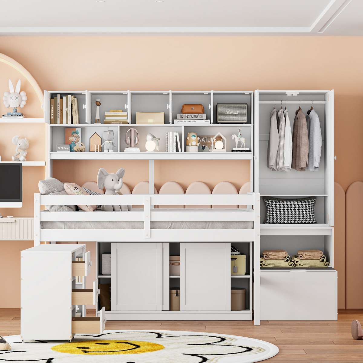 Click here for Streamdale Wooden Loft Bed with Storage and Desk -... prices