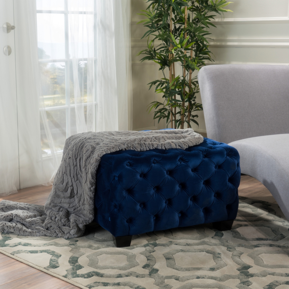 Click here for Streamdale Furniture Modern Velvet Glam Ottoman wi... prices