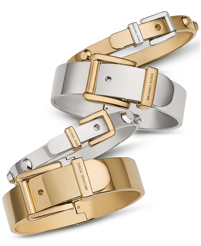 Michael Kors Two-Tone Buckle Bangle Bracelet Collection - Macy's