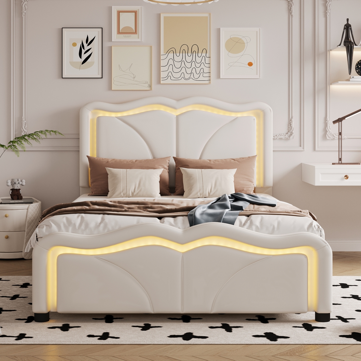 Click here for Streamdale Twin Platform Bed with Led Lights and A... prices