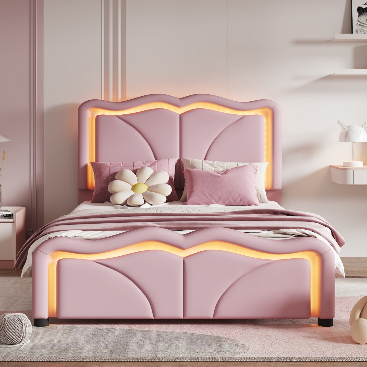 Click here for Streamdale Twin Platform Bed with Led Lights and A... prices