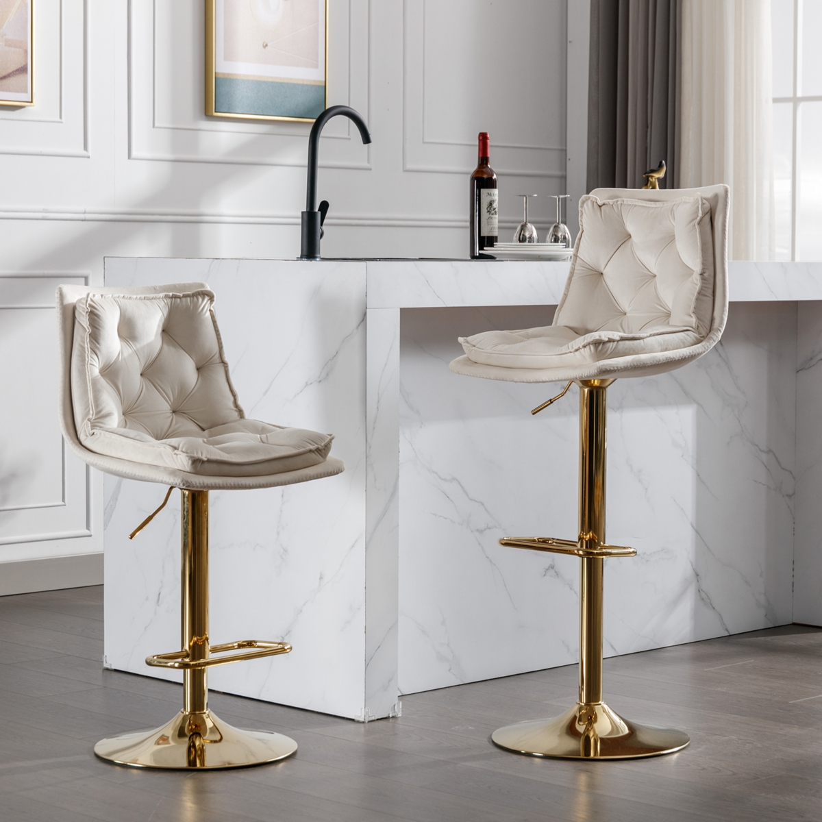 Click here for Chrome Swivel Bar Stools Set - Cream prices