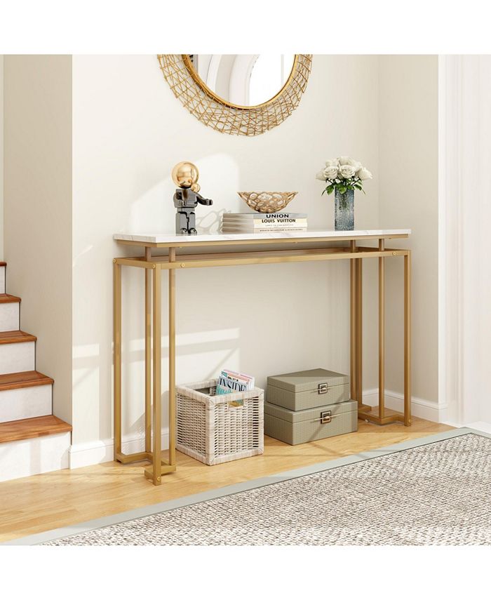 Slickblue Modern Entryway Table with Gold Heavy-duty Metal Frame and ...