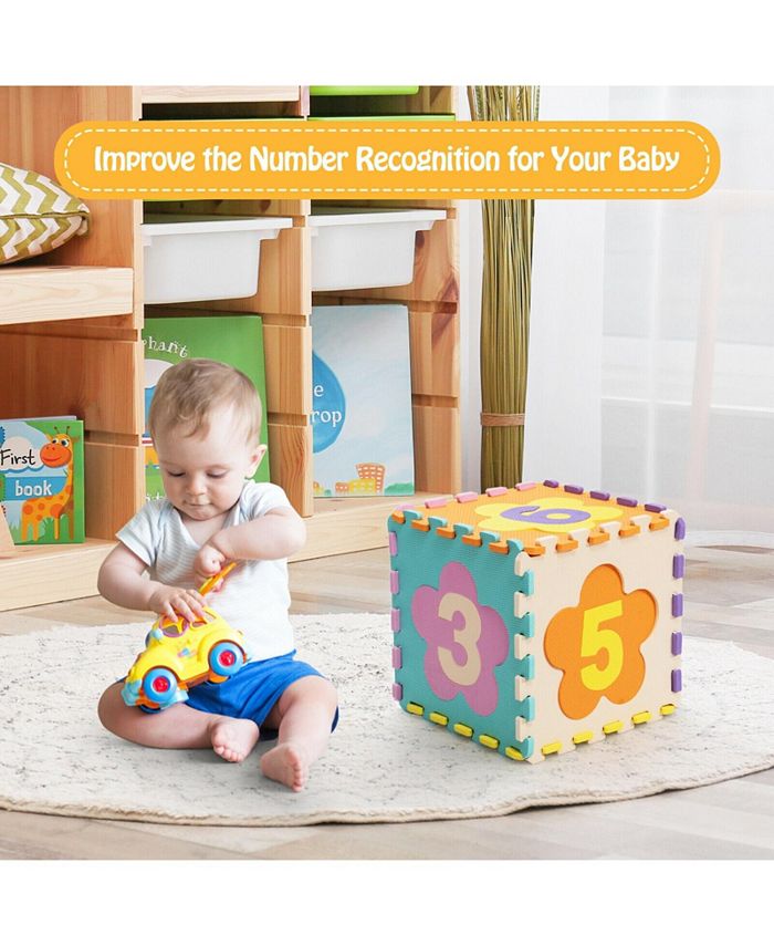 Slickblue 75 Pieces Baby Foam Interlocking Play Mat with Fence with ...