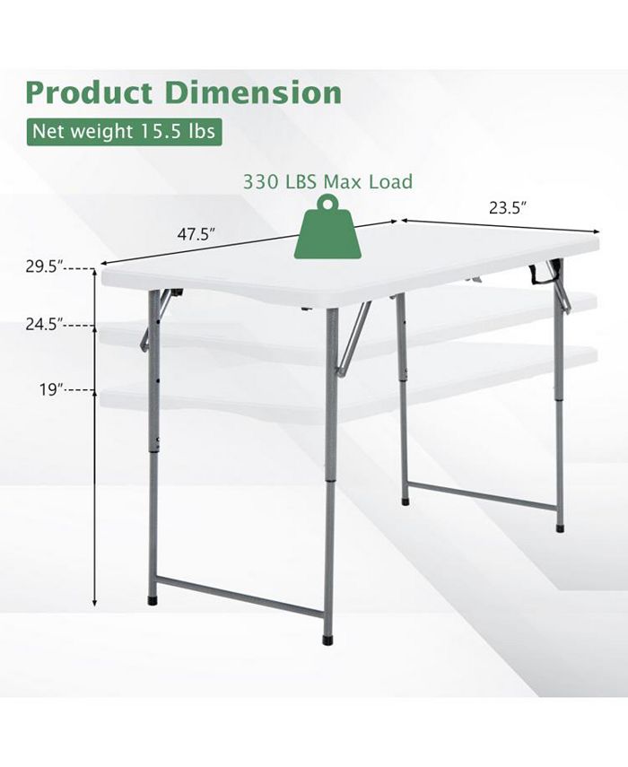 Slickblue 3-Level Height Adjustable Folding Table - Macy's