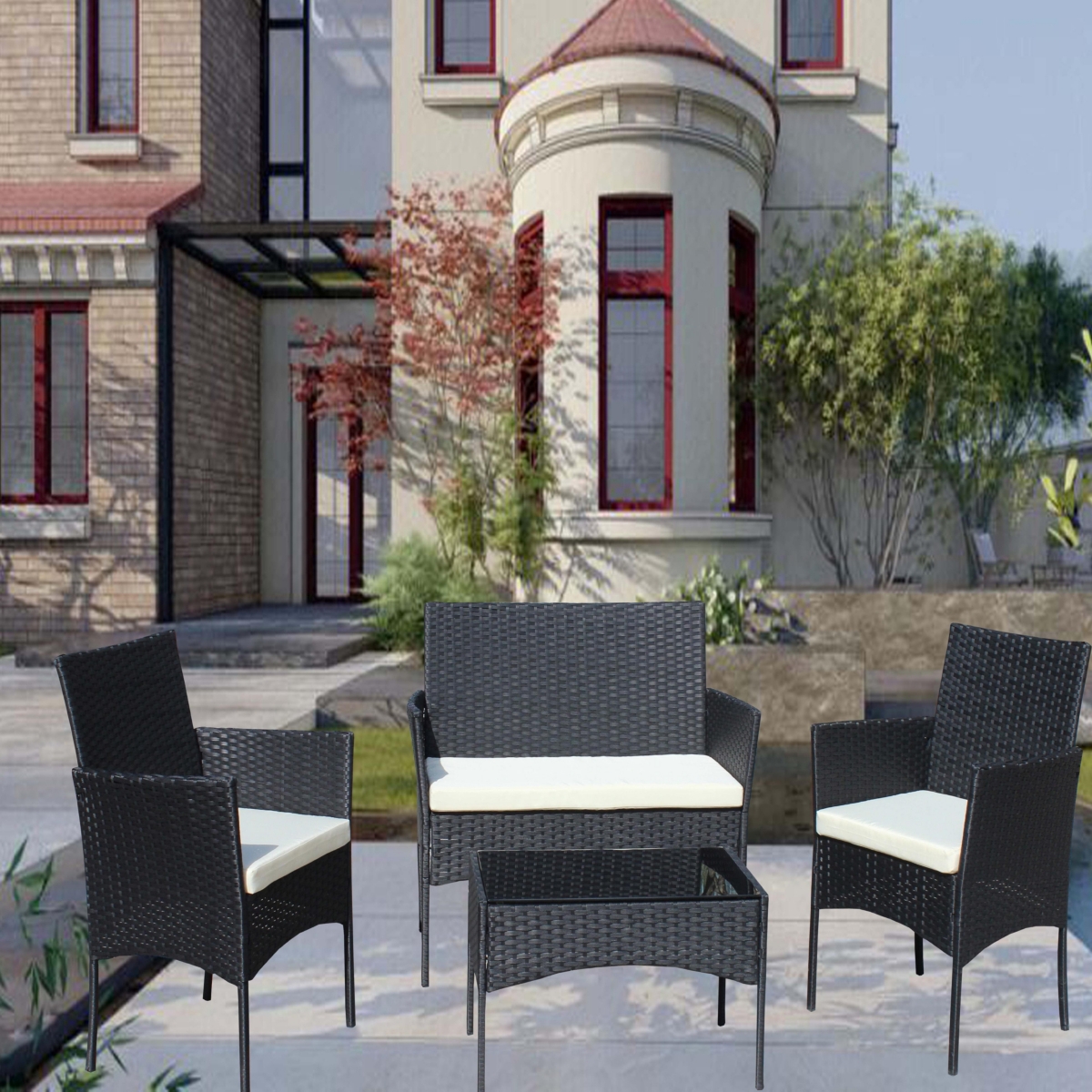 Click here for Streamdale 4-Piece Wicker Sectional Set with Glass... prices