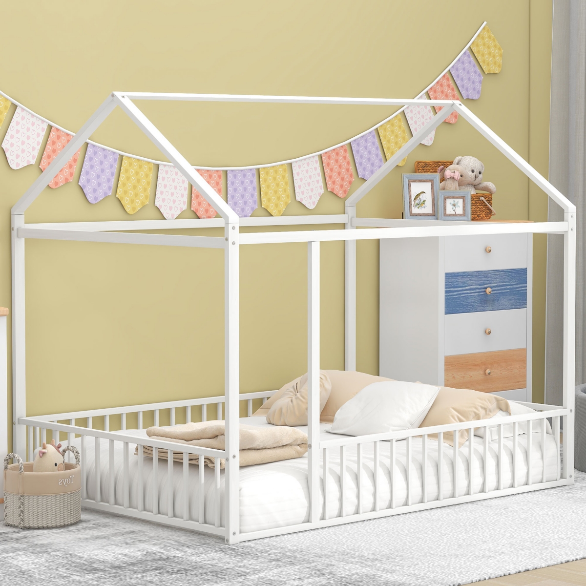 Click here for Streamdale Metal House Bed Frame with Fence for Ki... prices