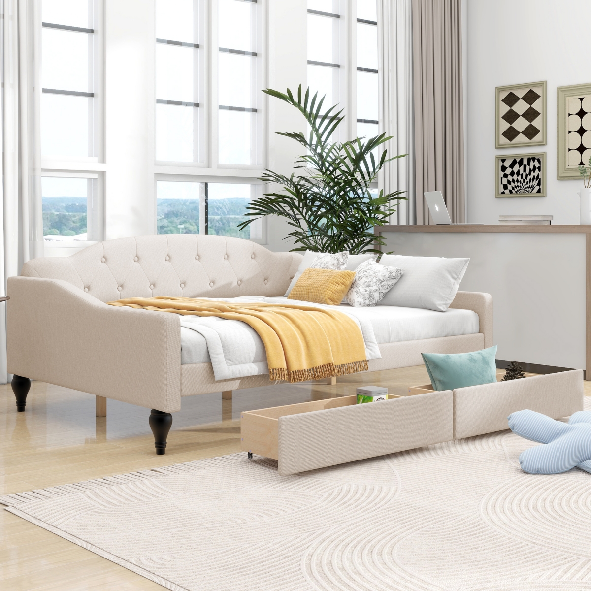 Click here for Streamdale Full Size Upholstered Tufted Daybed Wit... prices