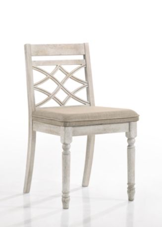 Streamdale Furniture Cillin Side Chair (Set-2), Fabric & Antique White ...