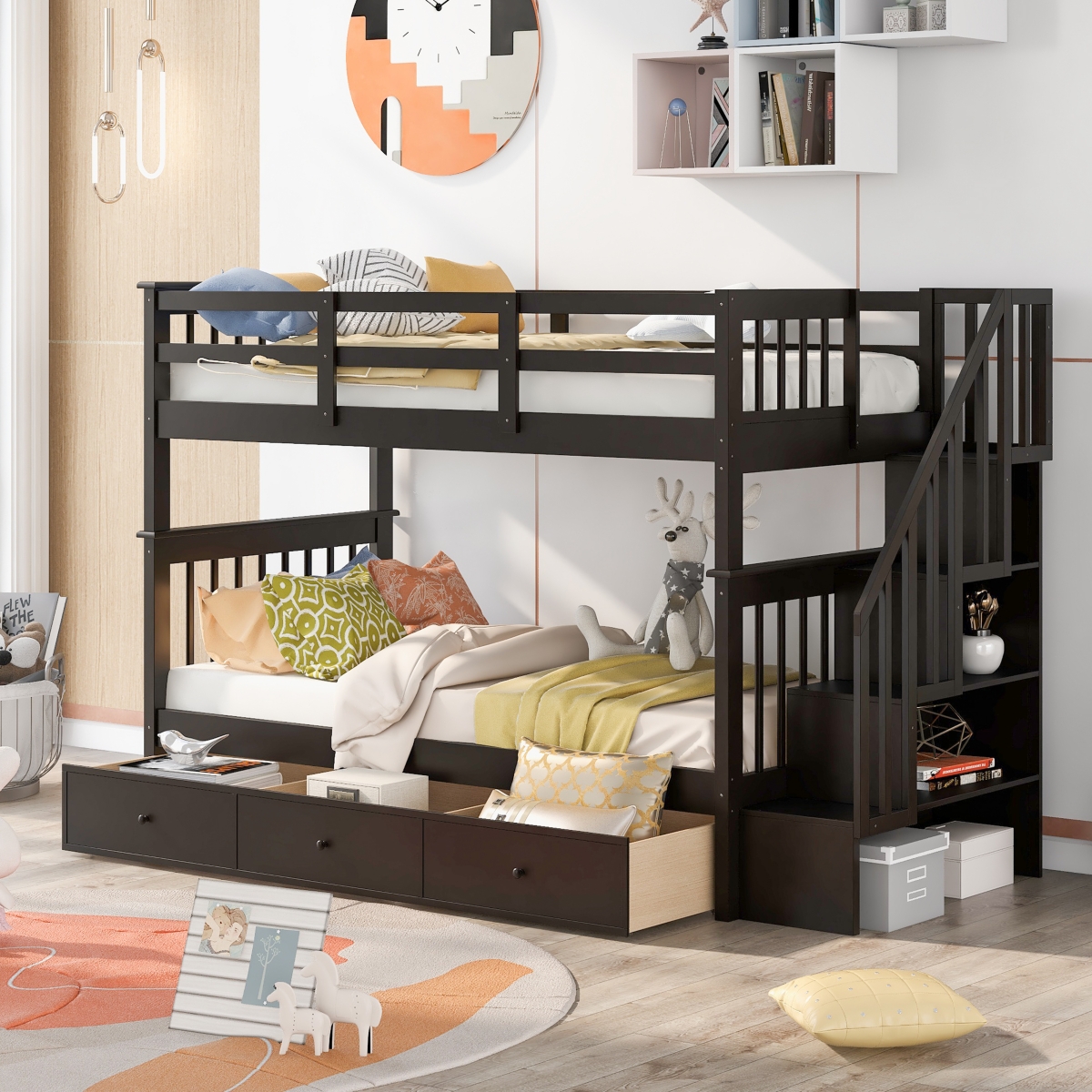 Click here for Streamdale Stairway Twin-Over-Twin Bunk Bed With T... prices