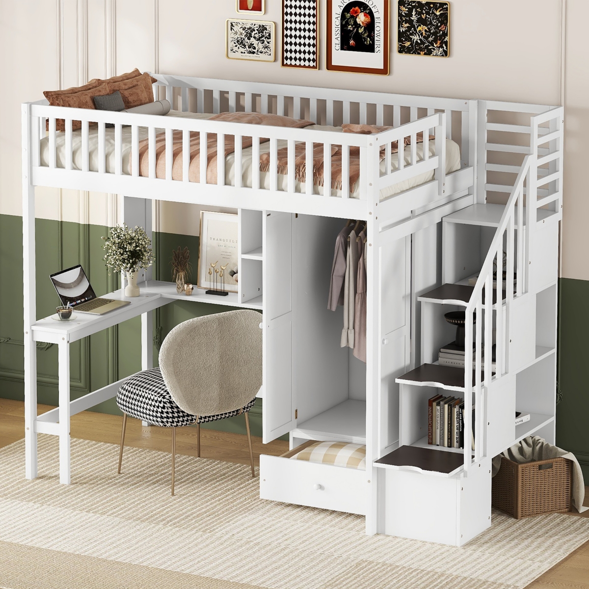 Click here for Streamdale Twin Size Loft Bed With Bookshelf  Draw... prices