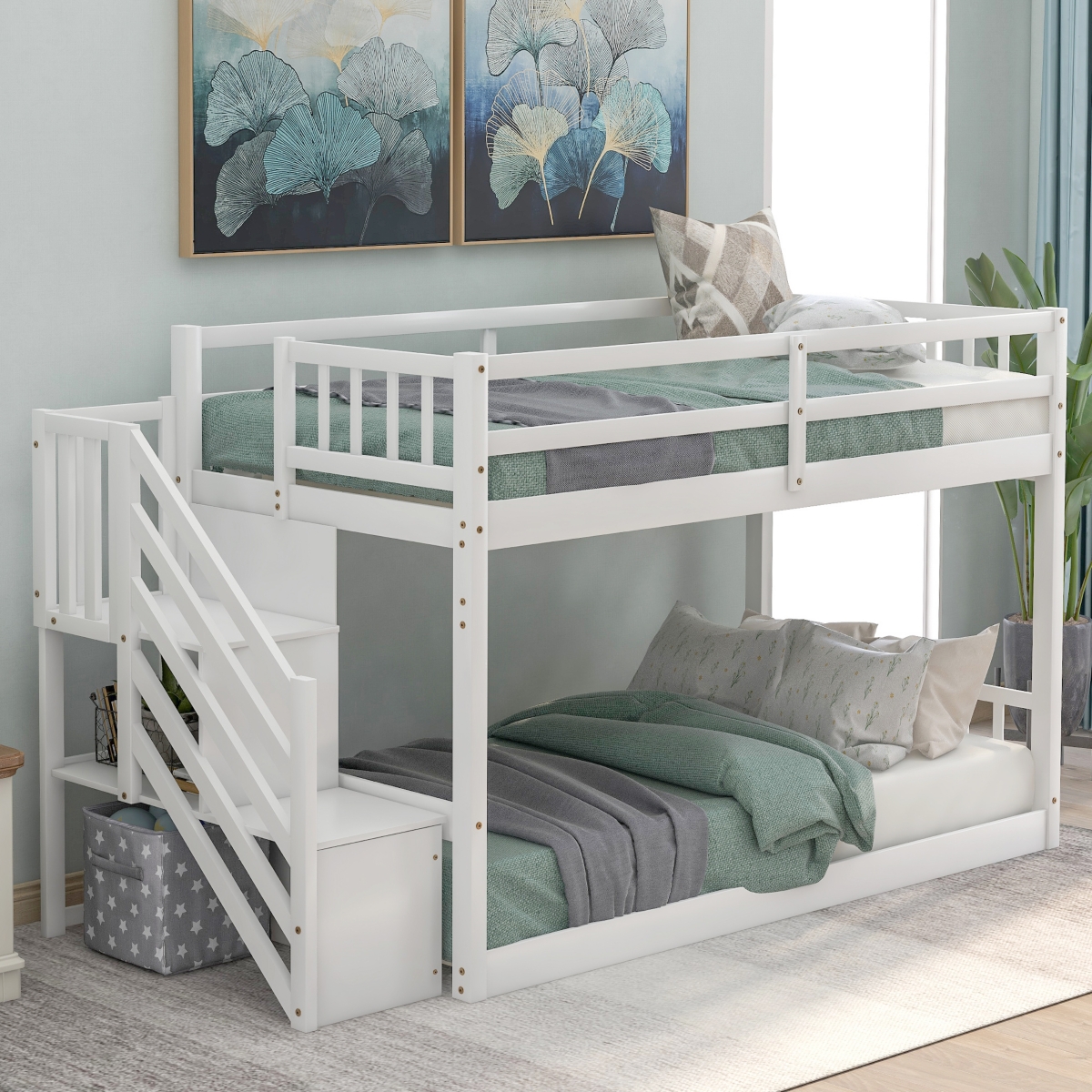 Click here for Streamdale Twin Over Twin Floor Bunk Bed  Ladder W... prices