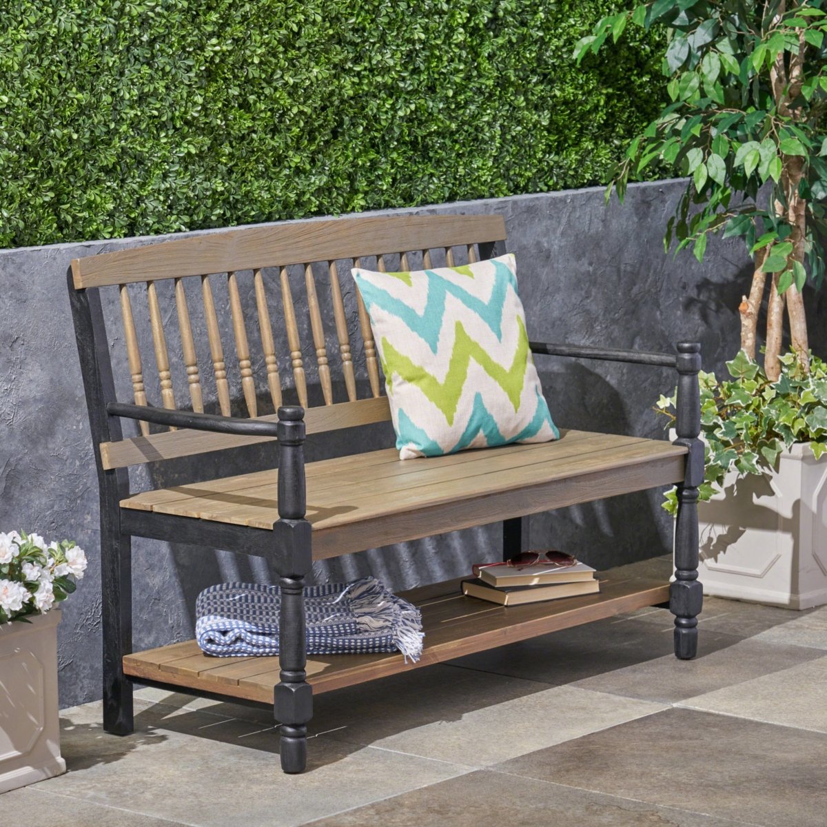 Click here for Simplie Fun Elegant Slatted Bench with Shelf Cozy... prices