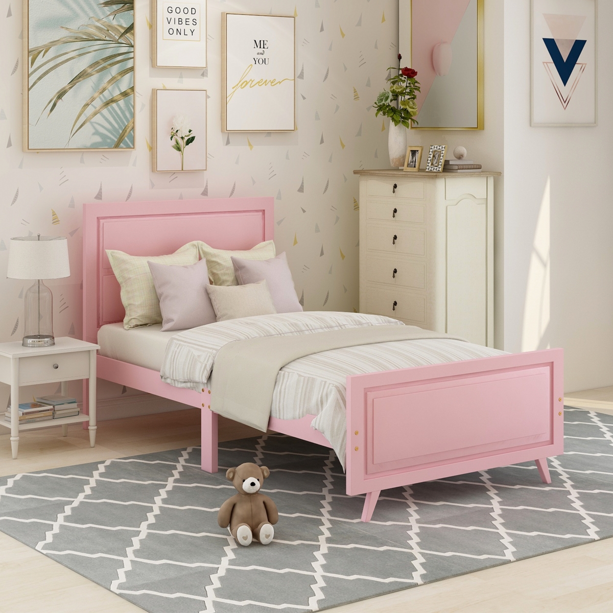 Click here for Streamdale Twin Platform Bed with Headboard and Wo... prices
