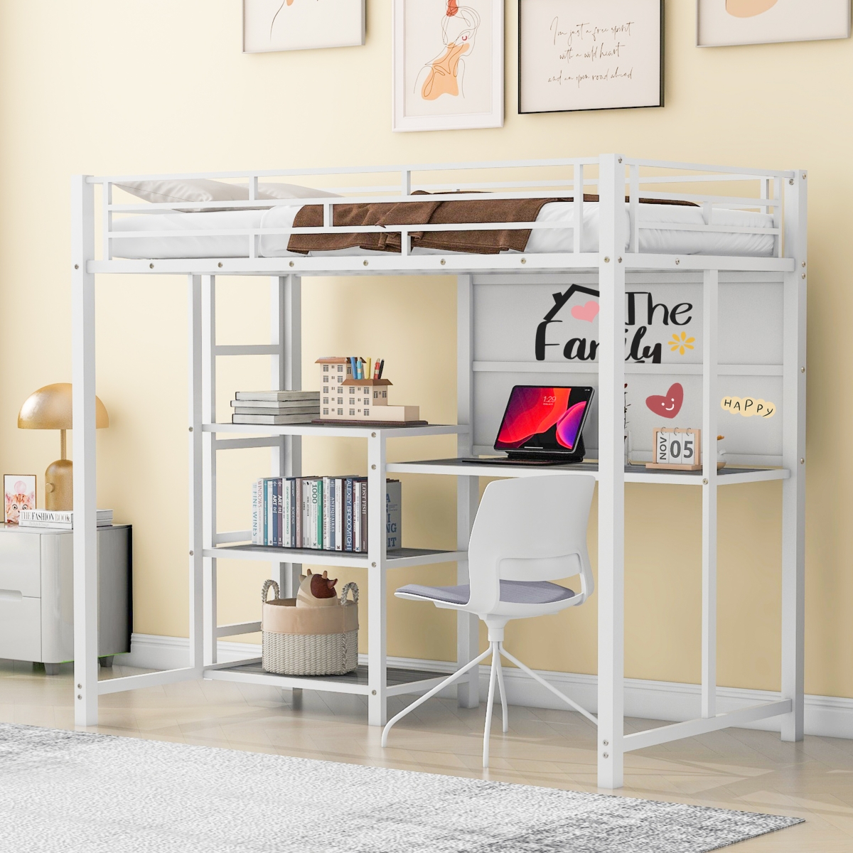 Click here for Streamdale Twin Loft Bed with Desk and Shelves - W... prices